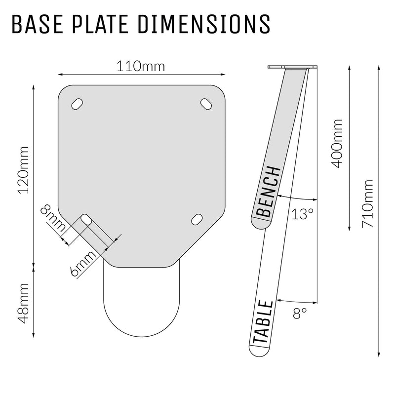 Single Pin Round Bench Section Legs | Round Steel Table Legs