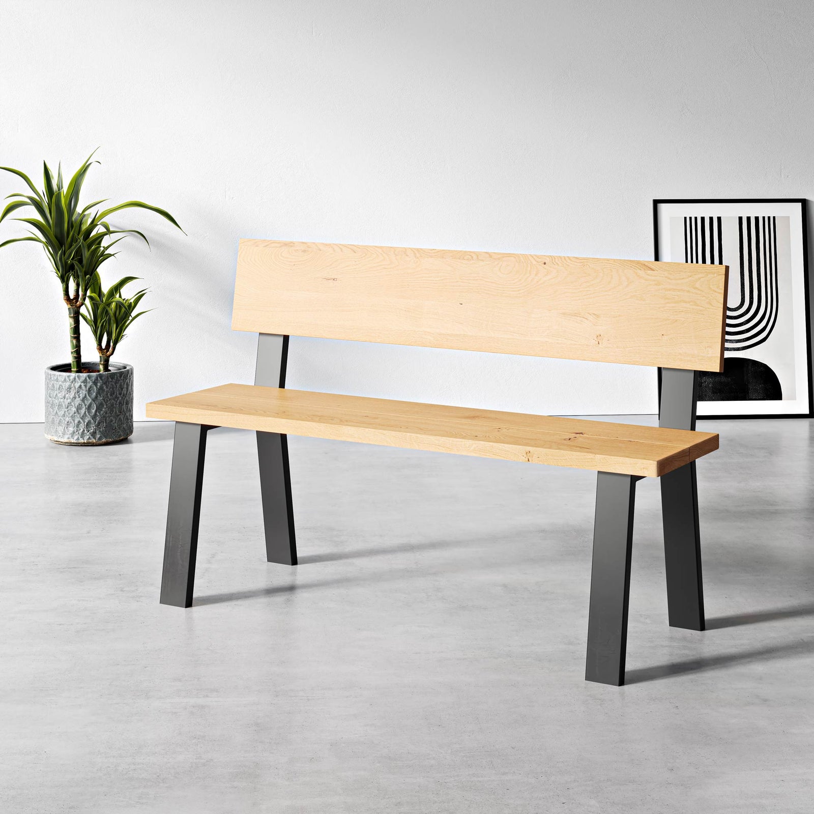 Industrial Style Bench Legs with Back Support