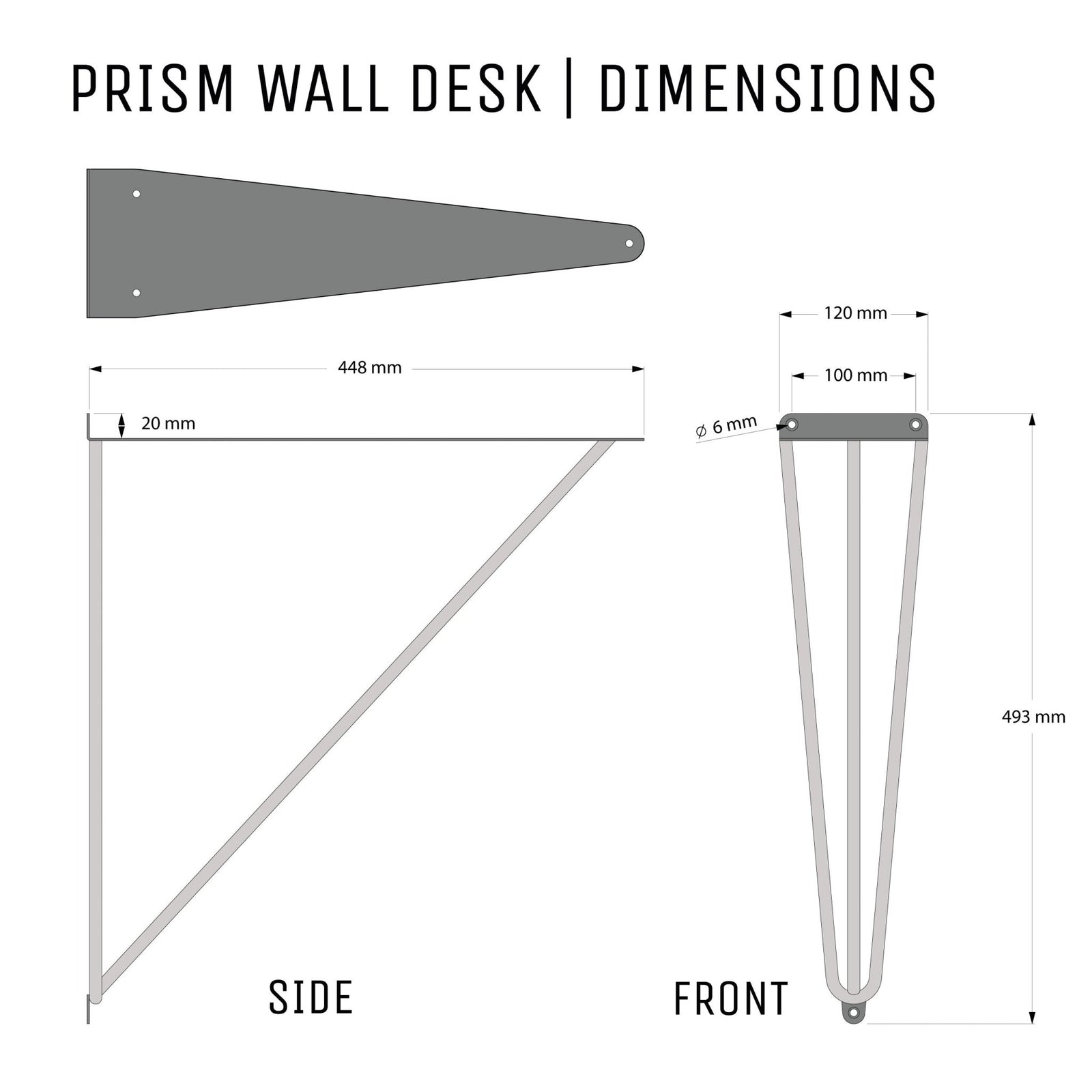 Wall Mounted Prism Desk Brackets | Black & White