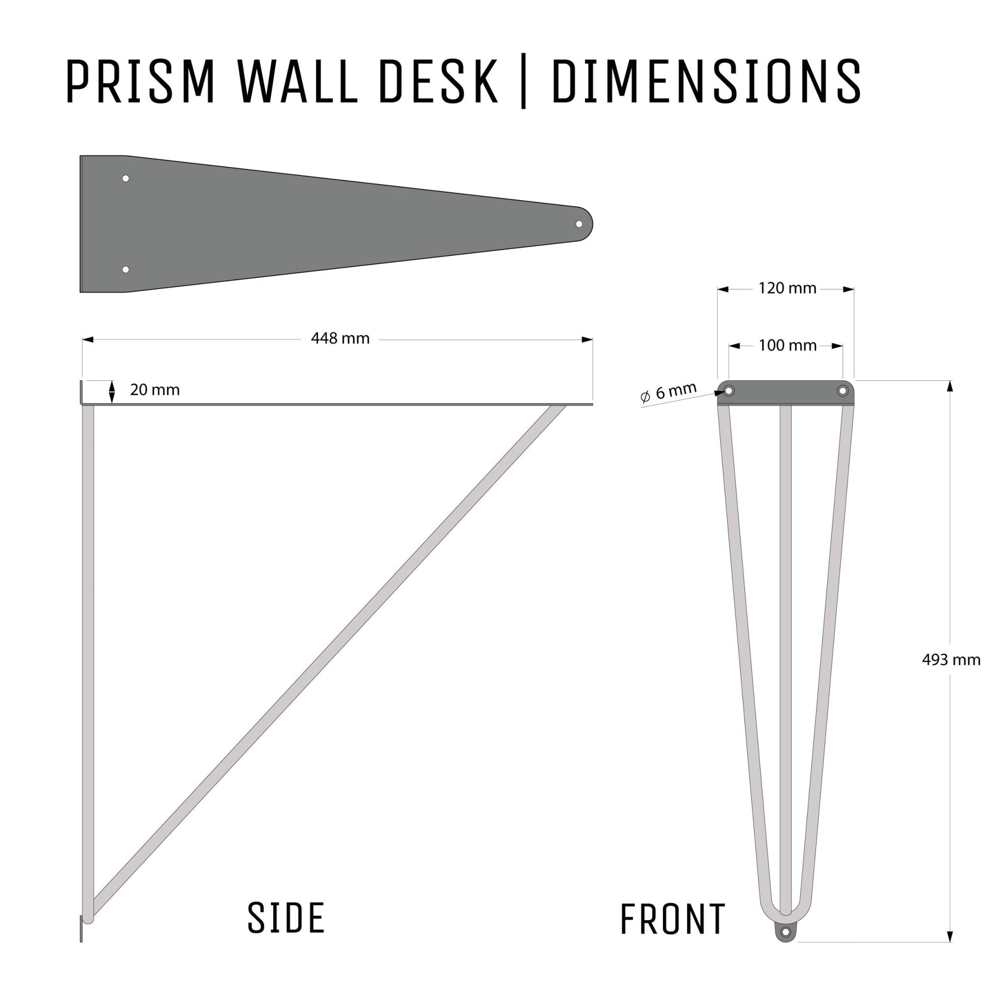 Wall Mounted Prism Desk Brackets | Black & White